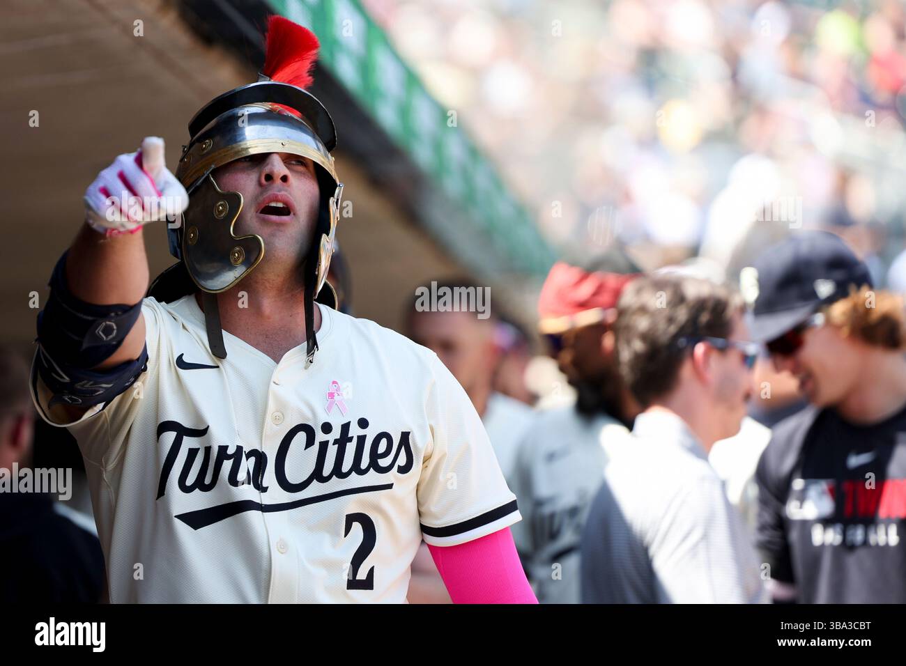 Minnesota Twins' Brooks Lee celebrates after hitting a home run during ...
