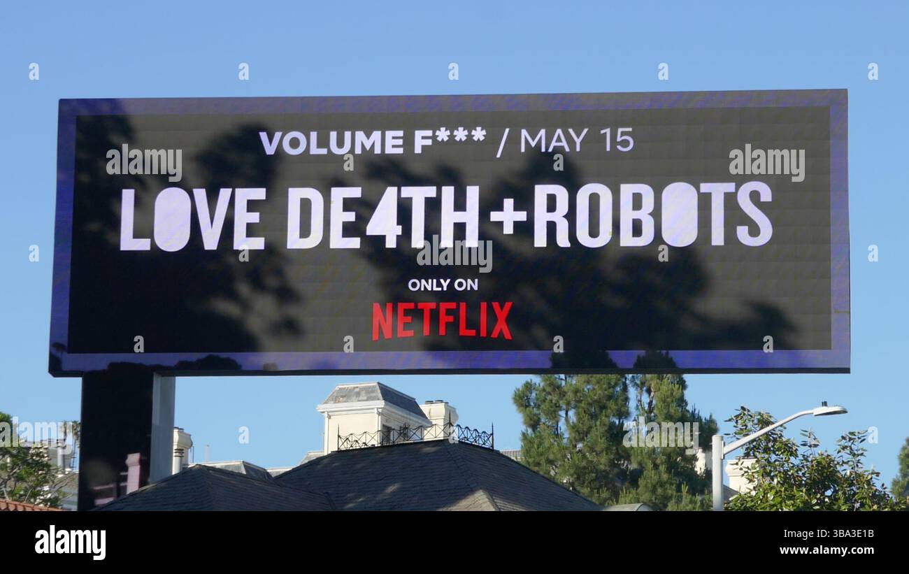 Los Angeles, California, USA 9th May 2025 Love, Death & Robots Billboard on Sunset Blvd on May 9 ...
