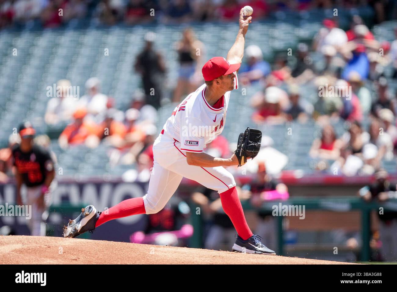 Los Angeles Angels starting pitcher Tyler Anderson delivers during the ...