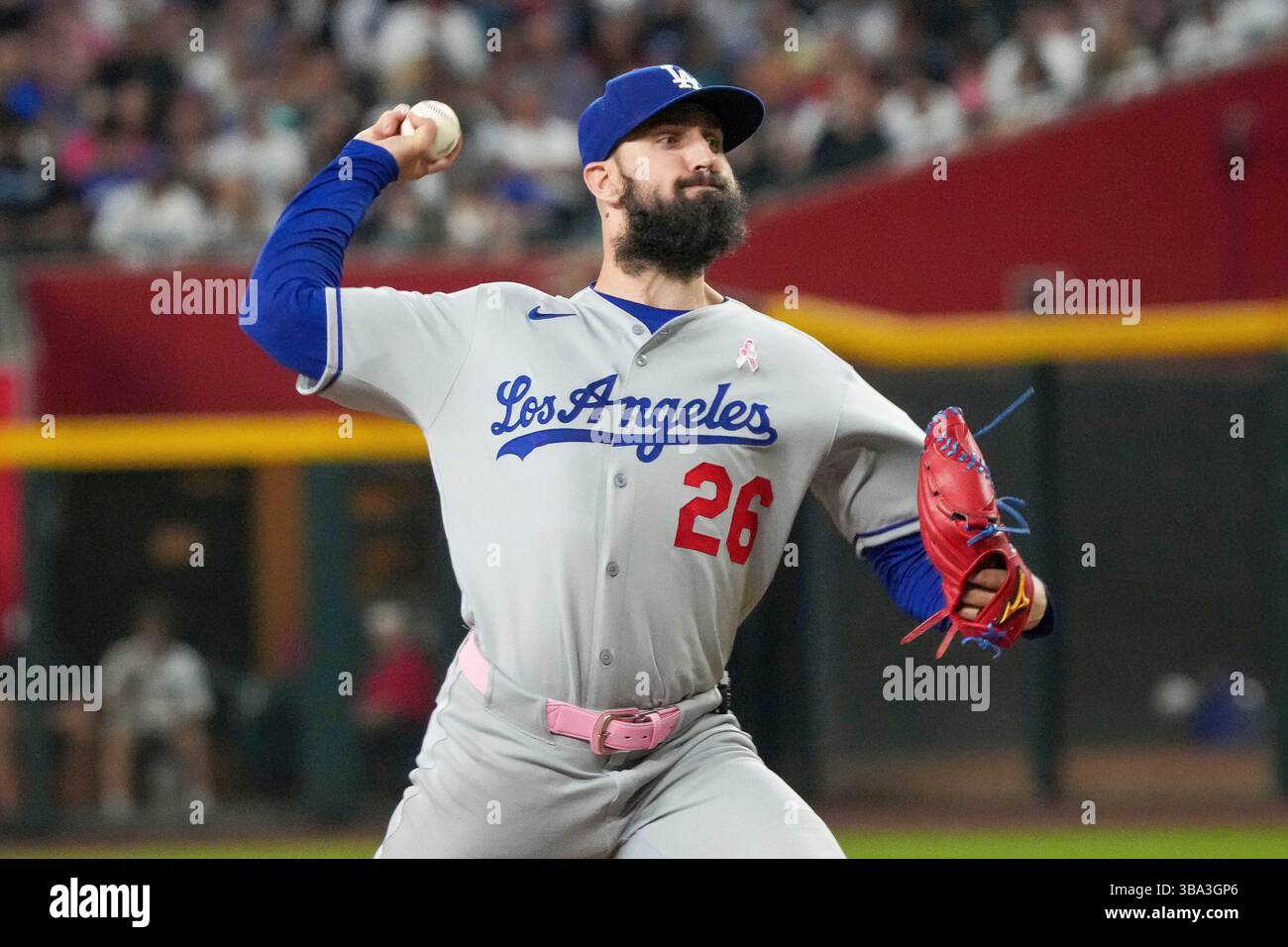 Los Angeles Dodgers pitcher Tony Gonsolin throws against the Arizona ...