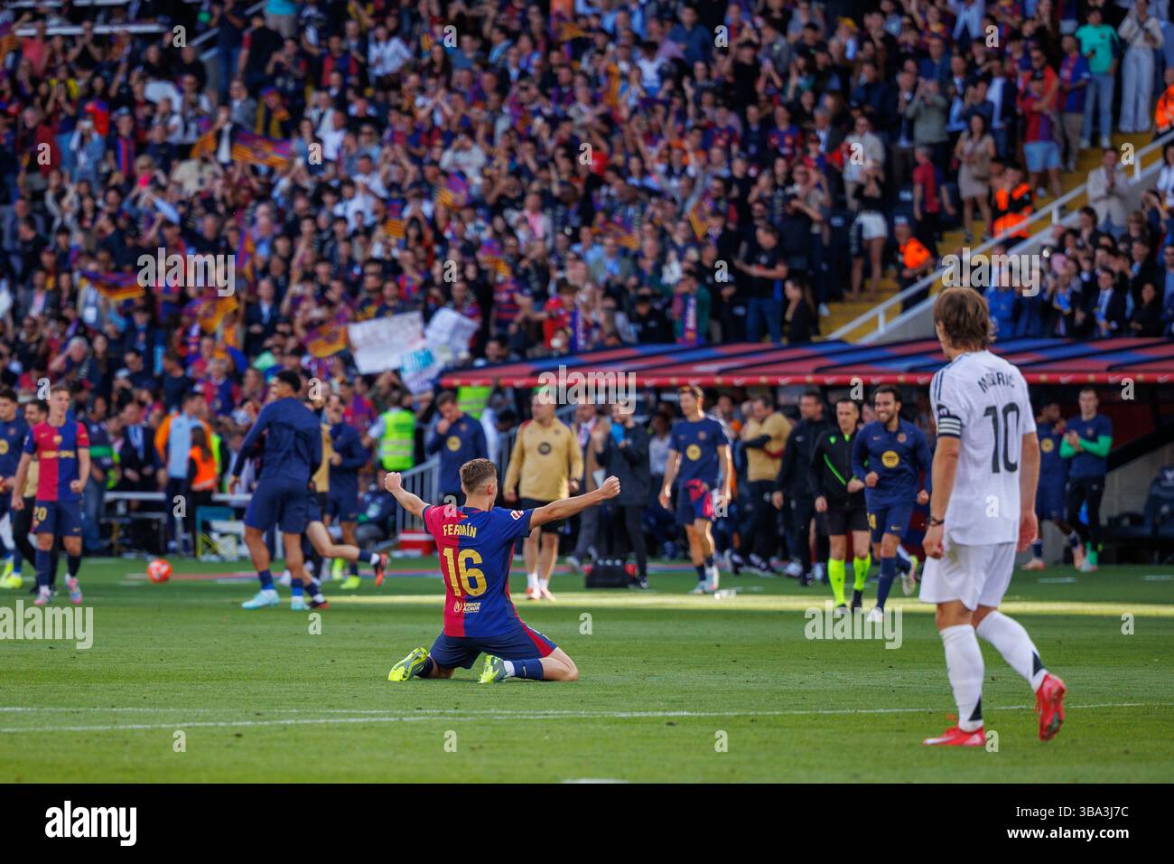 Barcelona, Spain. 11th May, 2025. Fermin celebrates a goal during the ...
