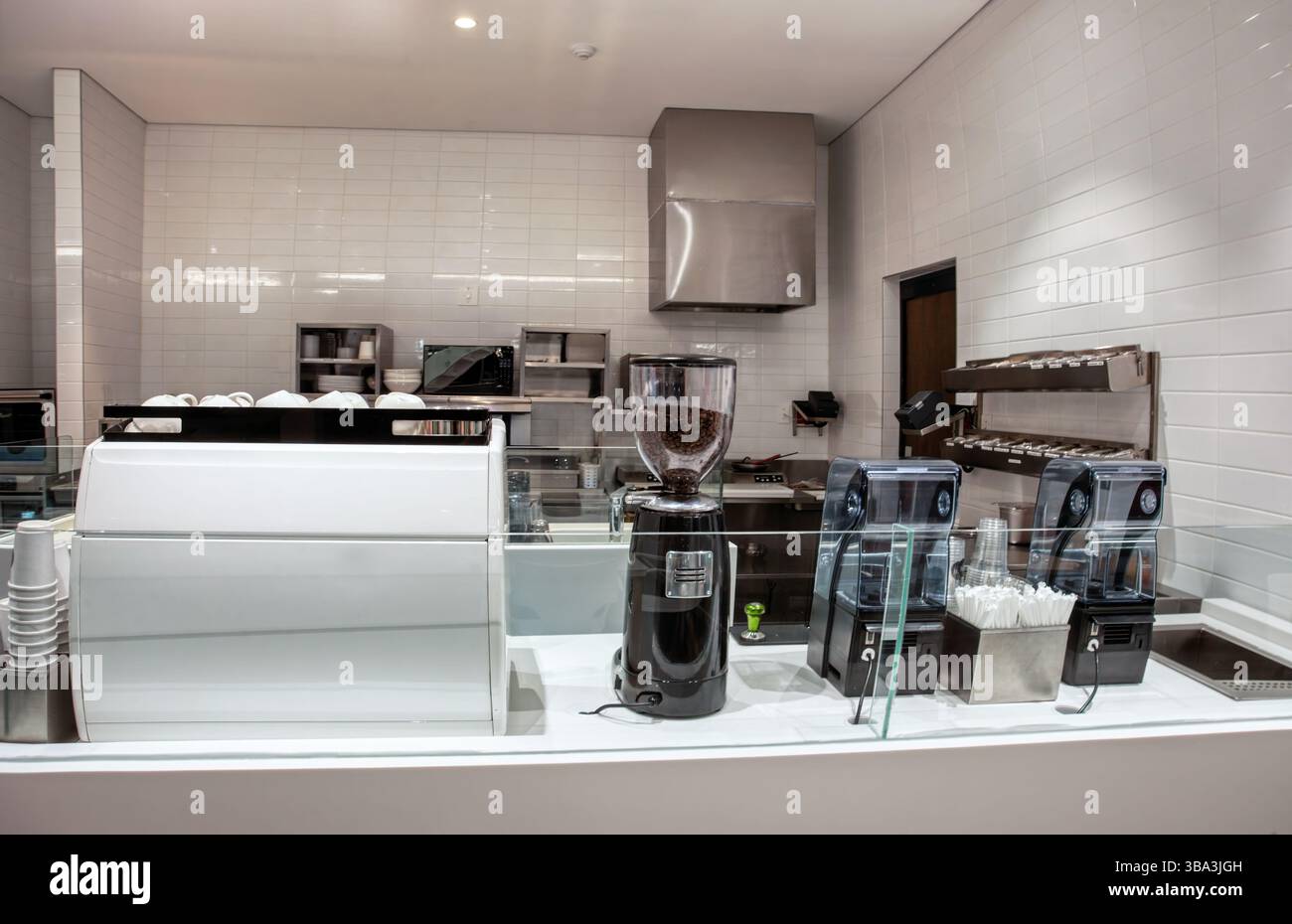 coffeeshop empty counter and machines, cafe setup top counter espresso ...