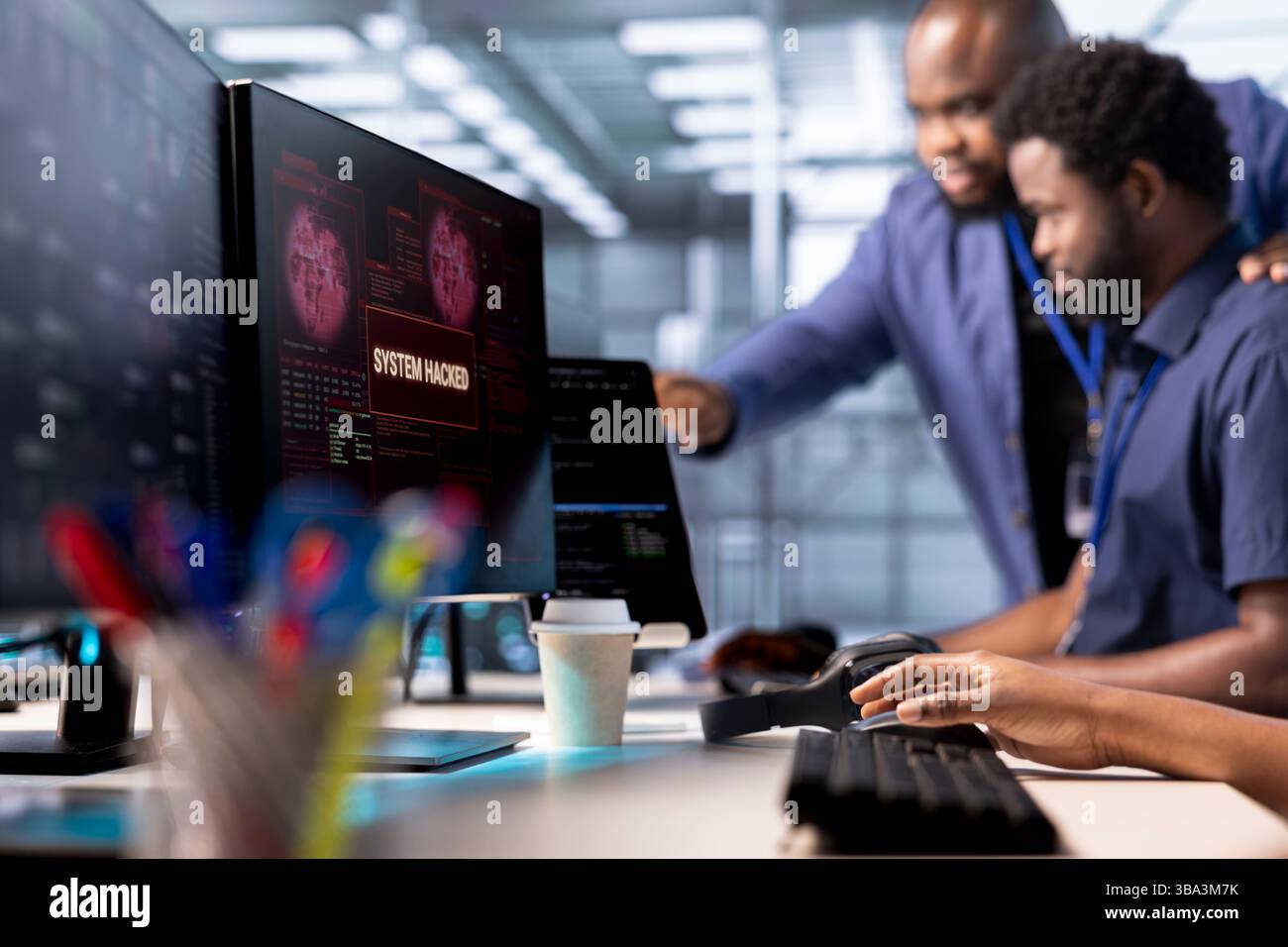 Hacker man trying breach security hi-res stock photography and images ...