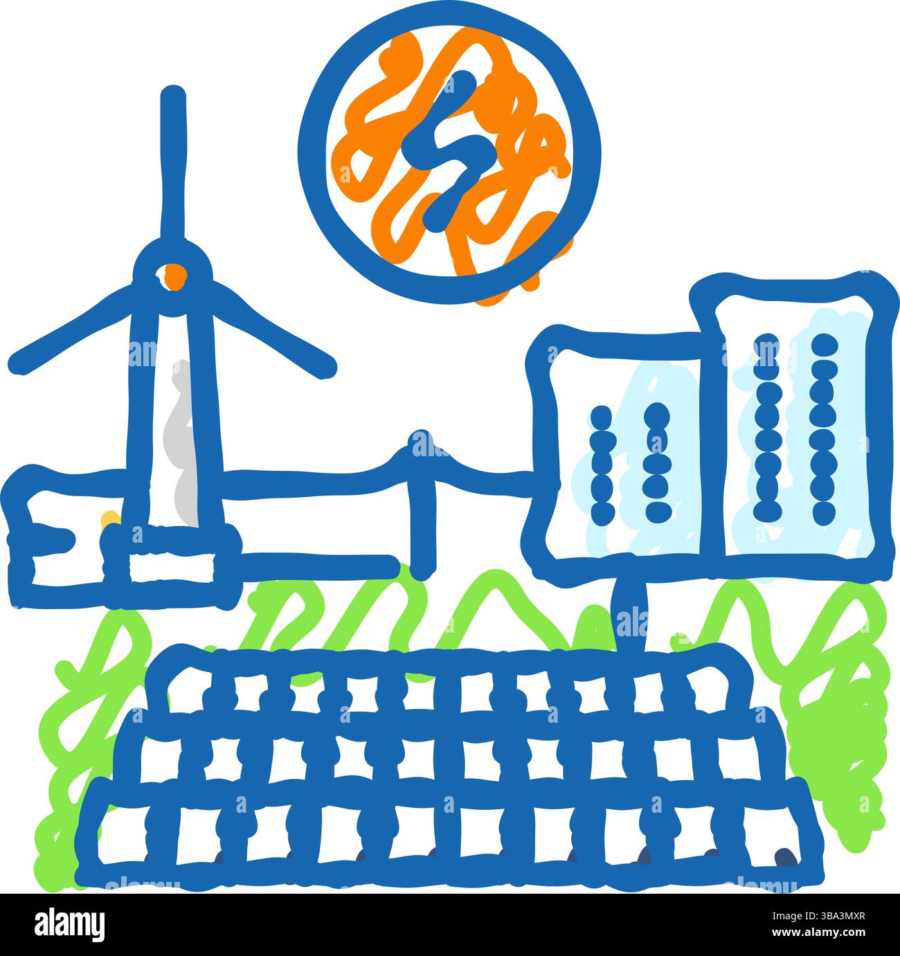 renewable integration energy icon doodle illustration Stock Vector ...