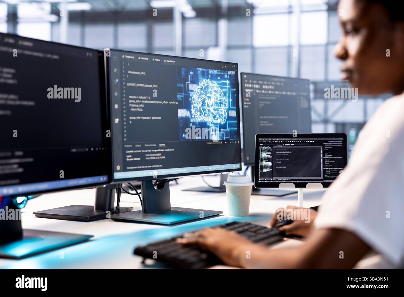 Admin in server farm using artificial intelligence technology for increased productivity in ...