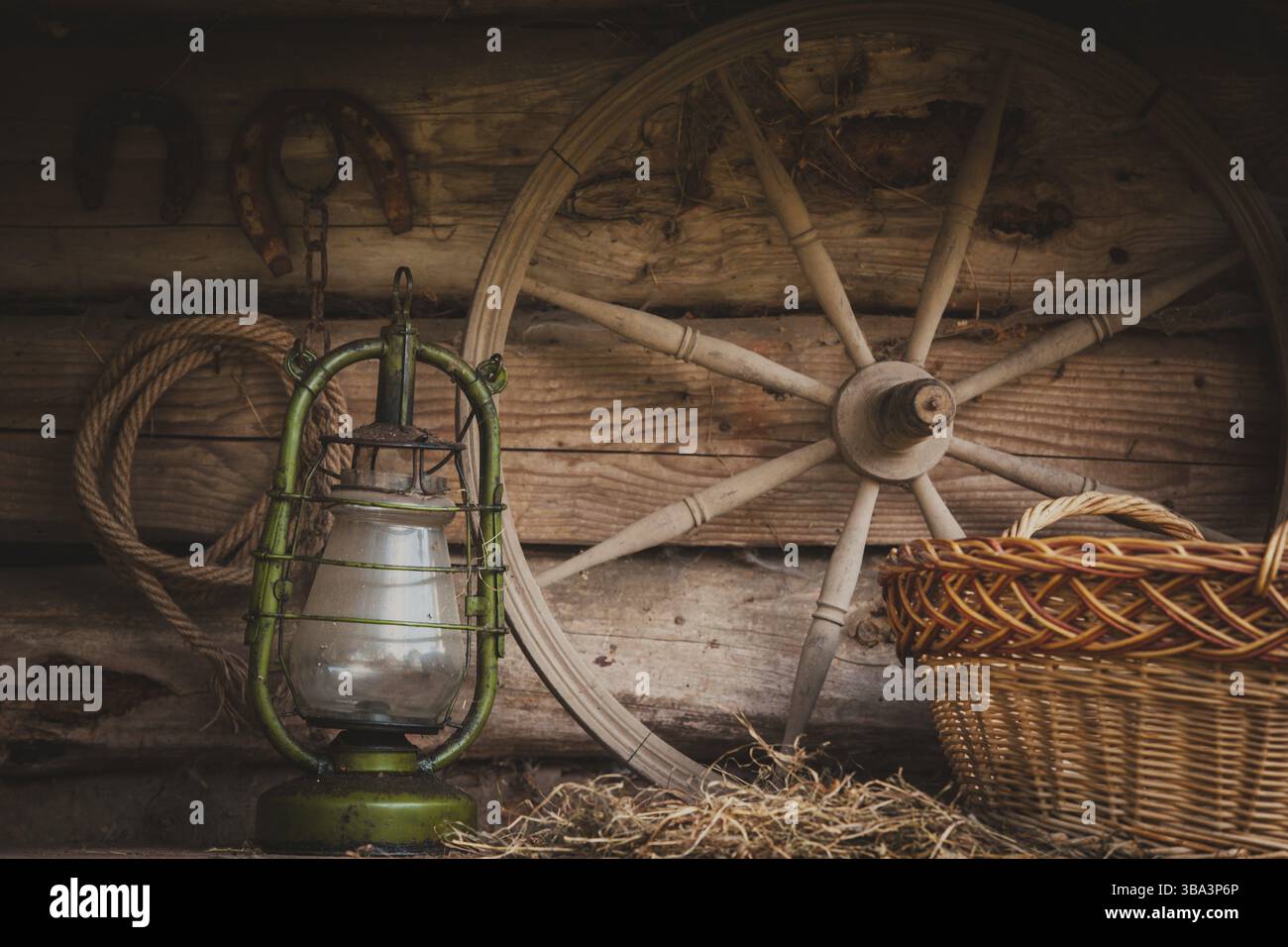Rural retro still life. Table near the granary Stock Photo - Alamy