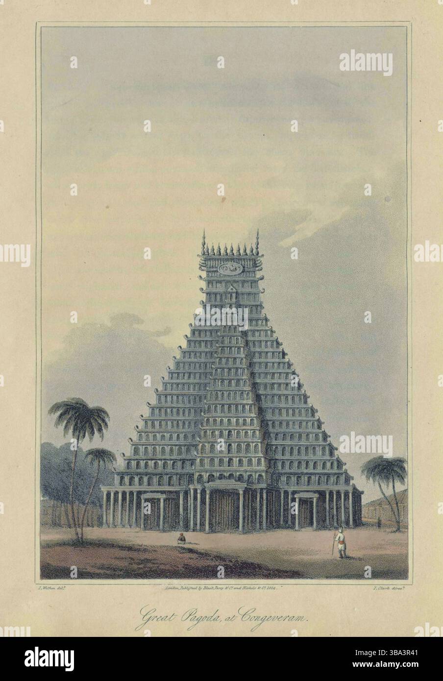 Great Pagoda at Conjeveram, 46 miles above Madras. Illustrated coloured ...