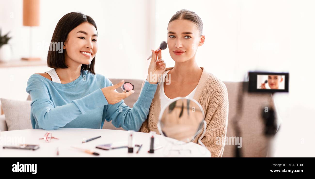 Woman influencer makeup powder hi-res stock photography and images - Alamy