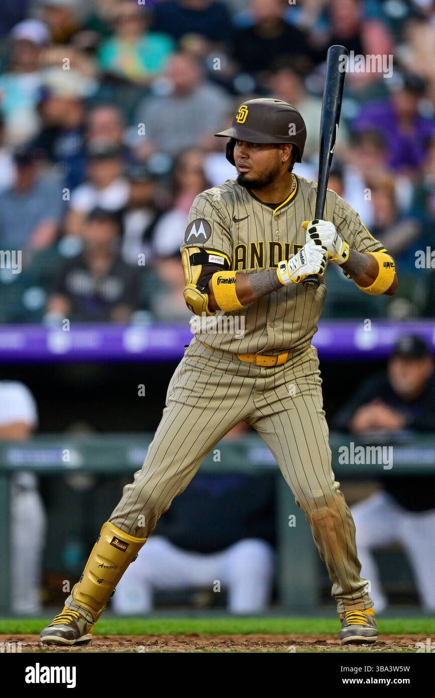 DENVER, CO - MAY 10: San Diego Padres first baseman Luis Arraez (4 ...