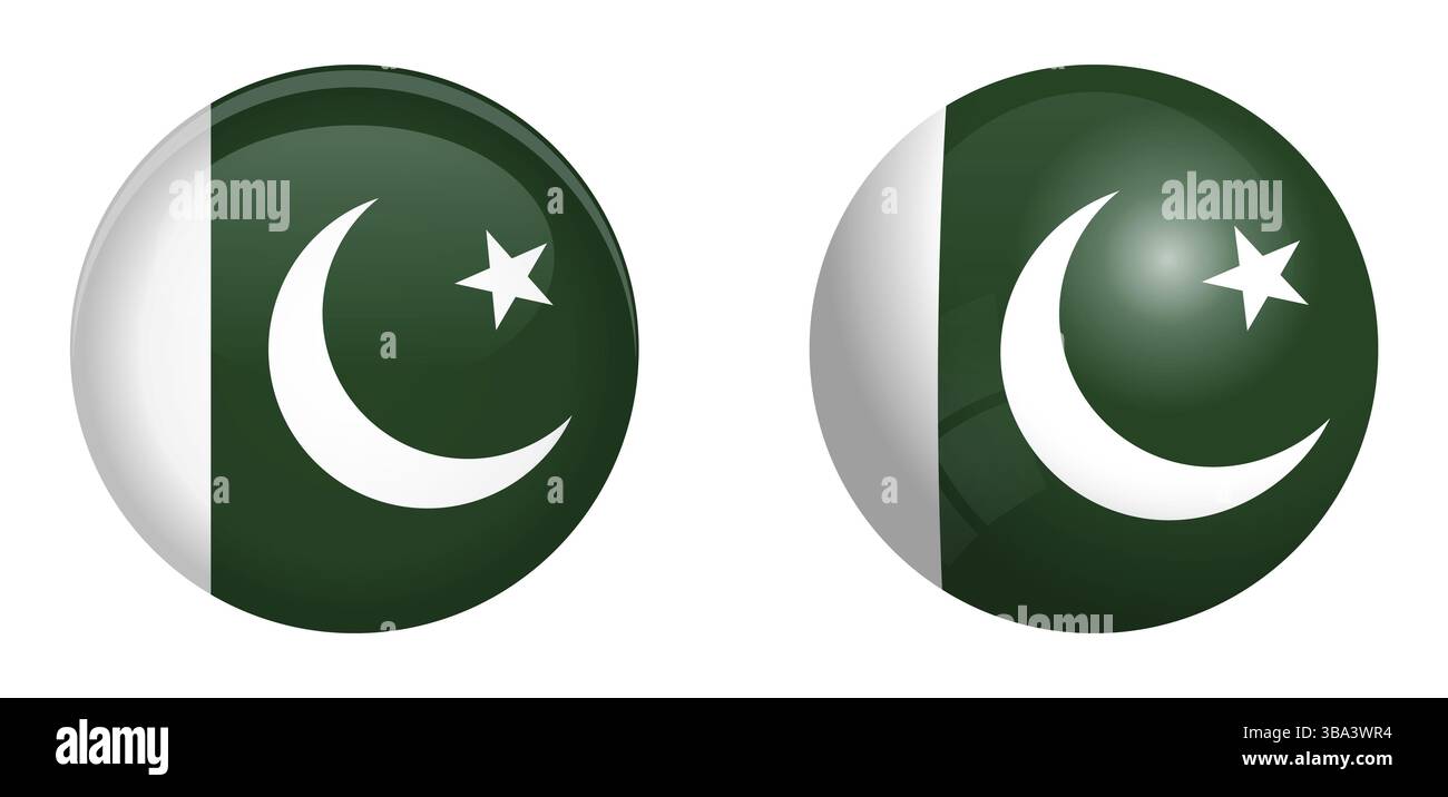 Pakistan flag under 3d dome button and on glossy sphere / ball Stock ...