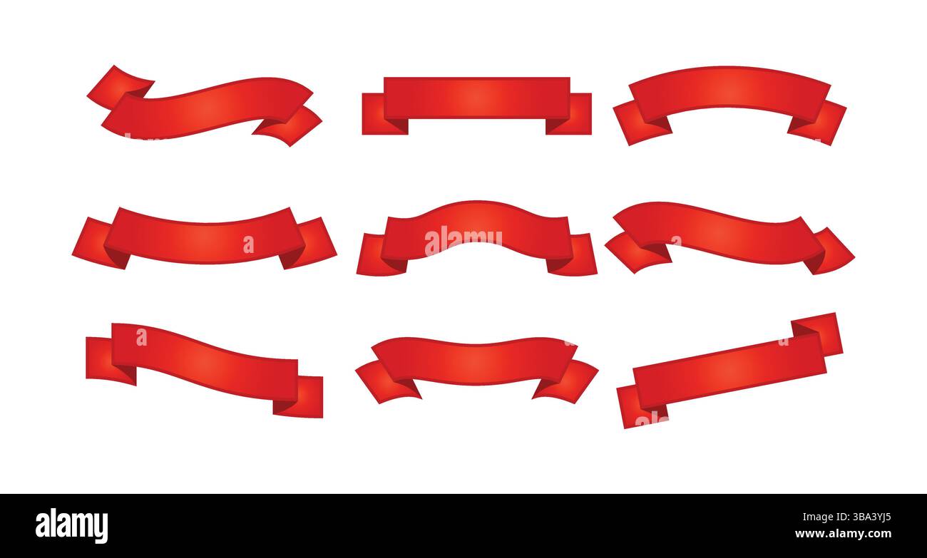 Red Ribbon Banner Vectors, Glossy Scroll, Label & Tag Design Graphics ...
