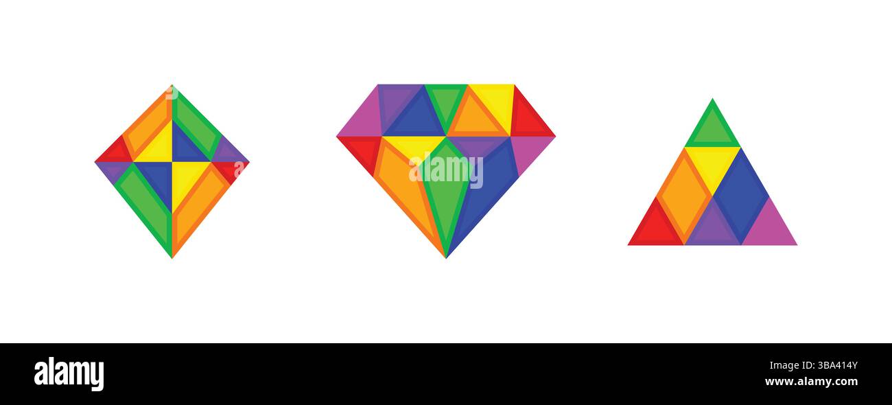 Geometric Rainbow Shapes Vector, Colorful Abstract Diamond, Triangle ...