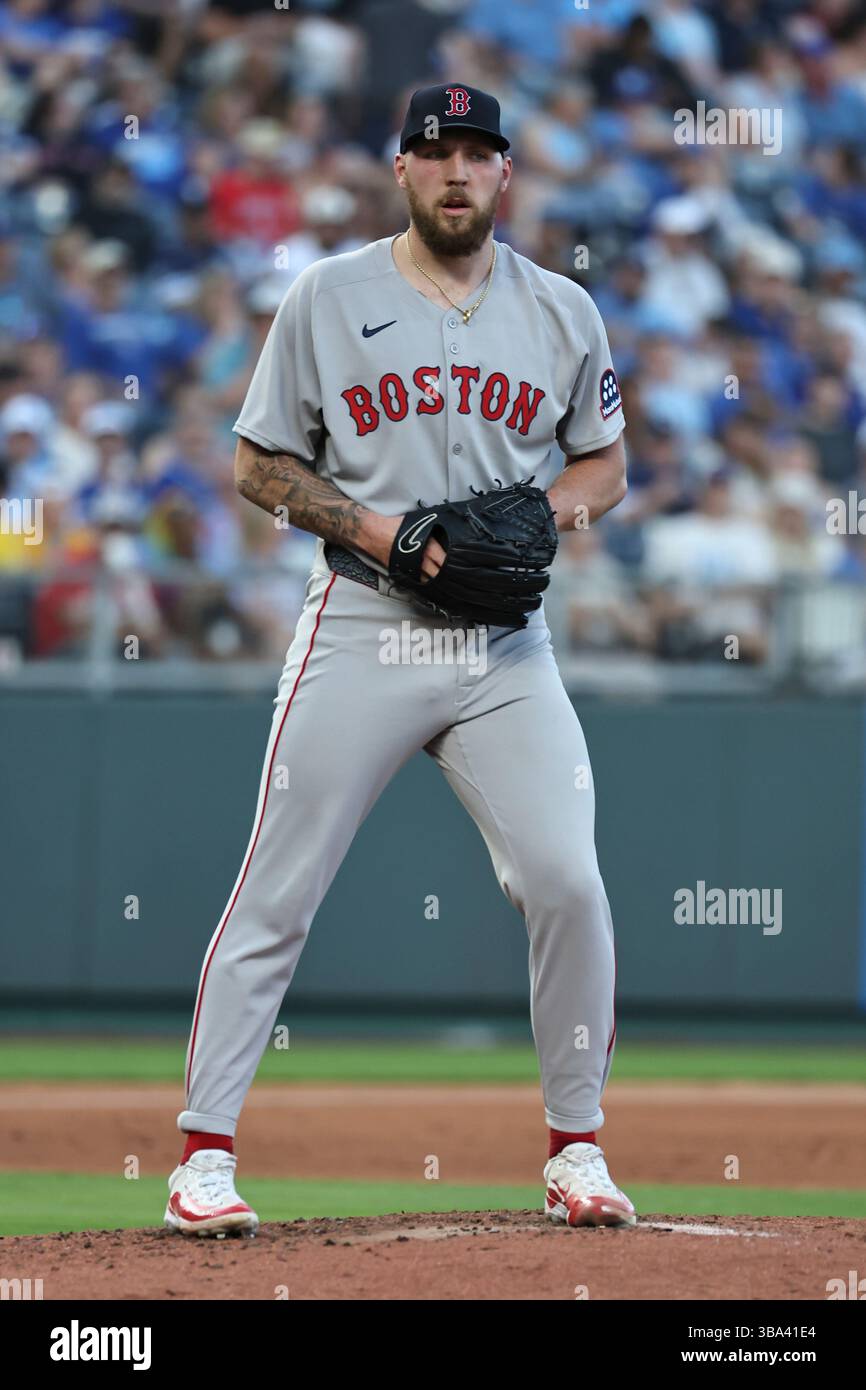 KANSAS CITY, MO - MAY 10: Boston Red Sox pitcher Garrett Crochet (35 ...