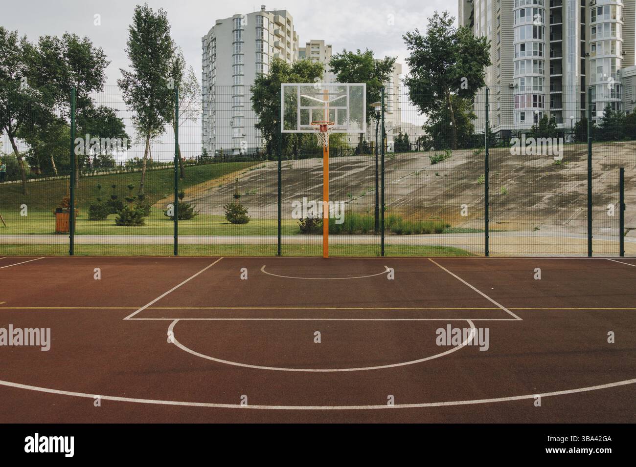 Basketball court. Sport arena. Outdoor sports facility in the Natalka ...