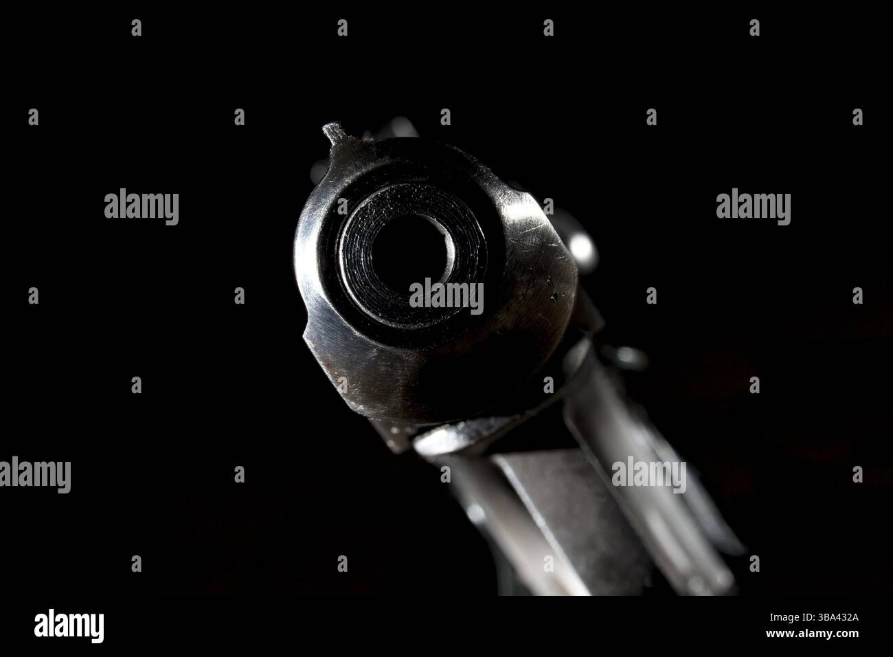 Gun barrel close up on black background.Shooting weapon Stock Photo - Alamy