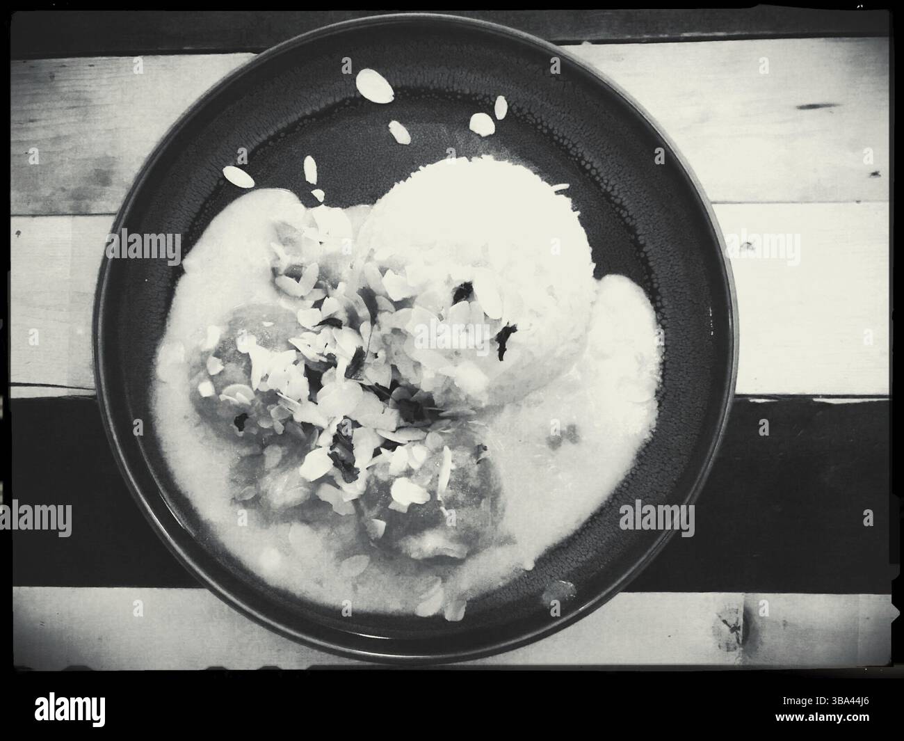 Gourmet dish at traditional French Basque country restaurant. Squids ...