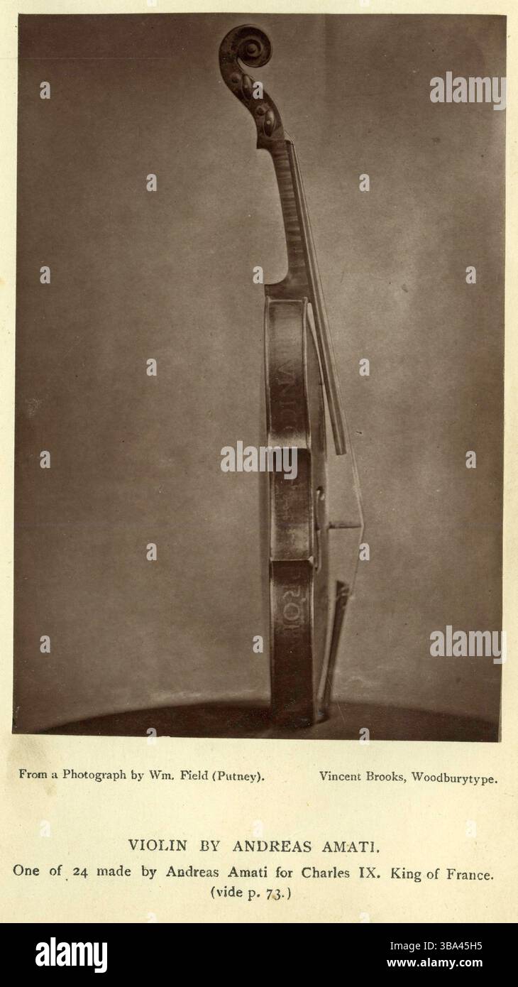 violin by Andreas Amati, from the book Making Violins,, 1887 Stock ...