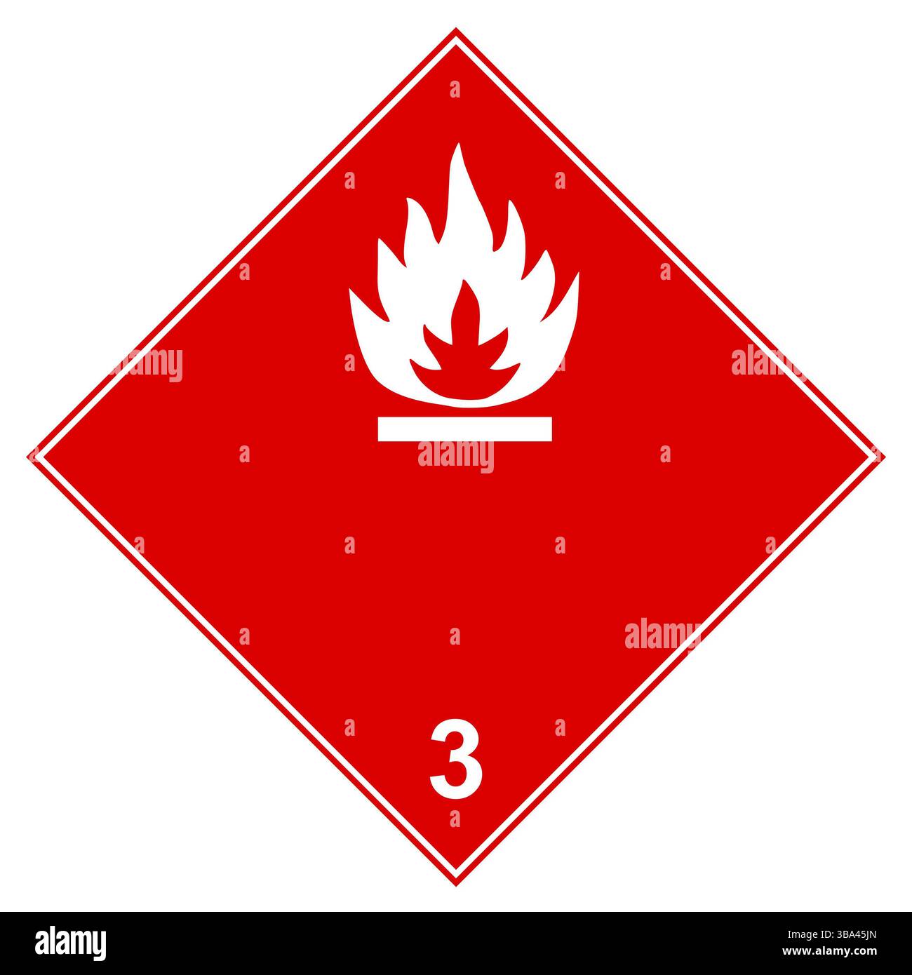 Dangerous - class 3 flammable goods transported warning sign. White ...