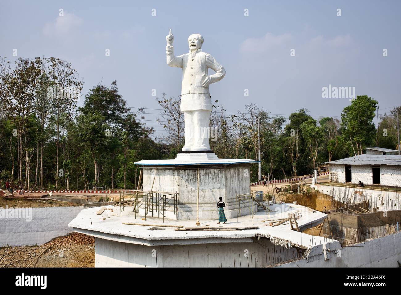 A monument to Sheikh Mujibur Rahman under construction in Rangamati, Bangladesh, captured during ...