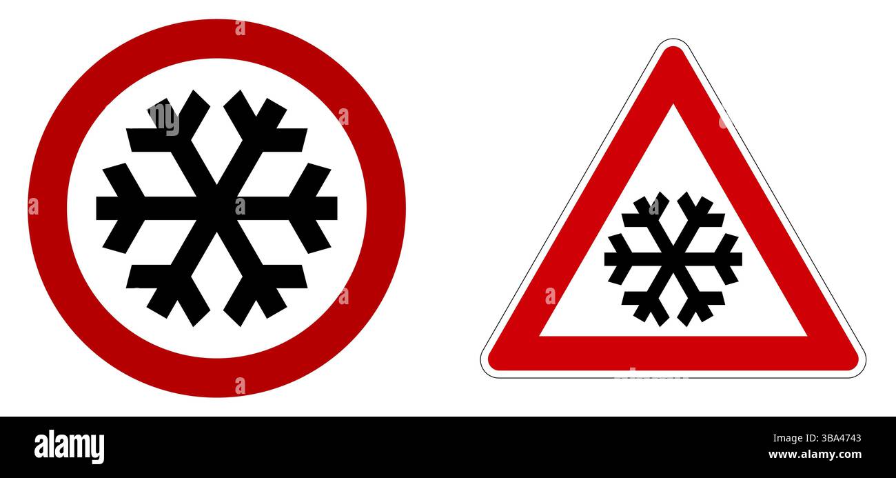 Triangle warning sign snowflake Cut Out Stock Images & Pictures - Alamy