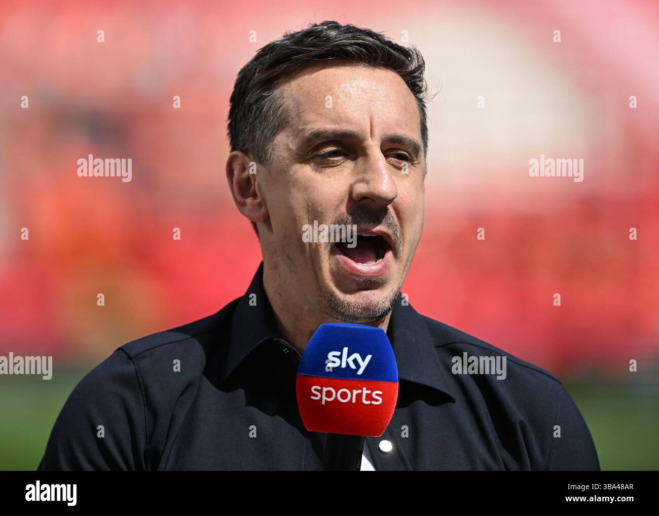 Liverpool, UK. 11th May, 2025. Sky Sports pundit Gary Neville ahead of the Liverpool vs Arsenal ...