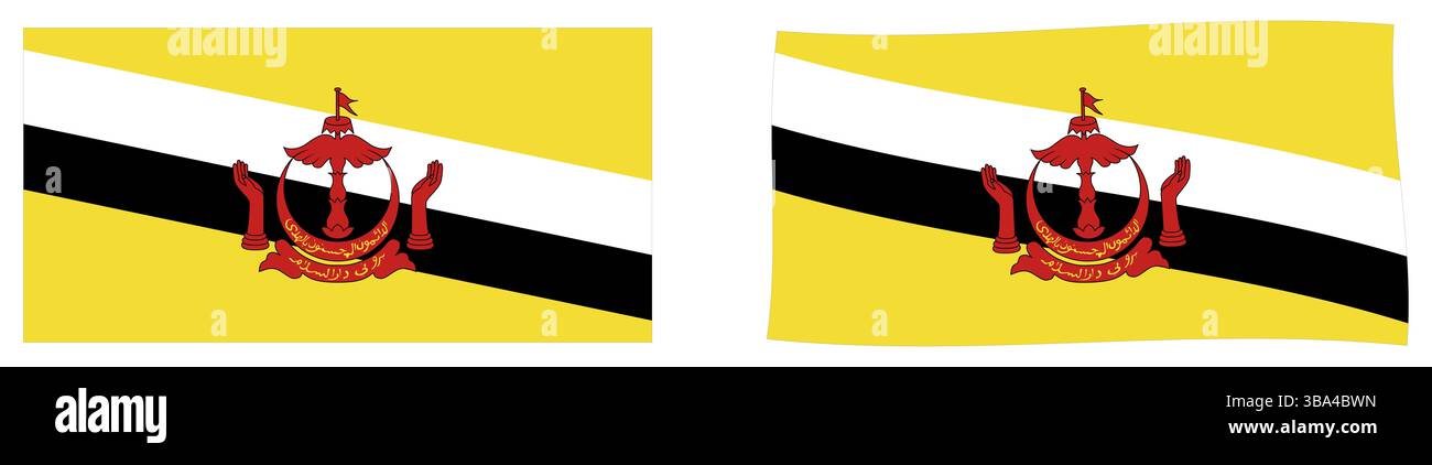 Nation of Brunei, the Abode of Peace flag. Simple and slightly waving ...
