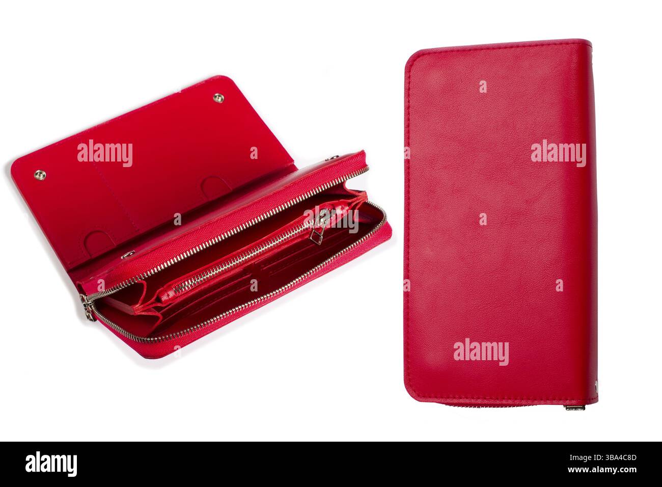Open and closed wallet on a white background Stock Photo - Alamy