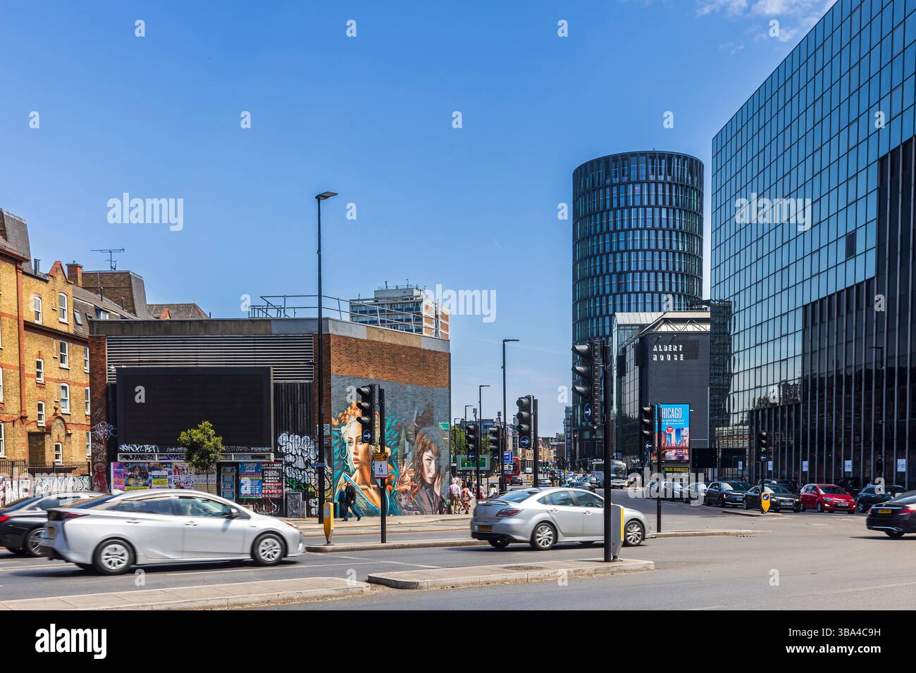 London, UK, 10 May 2025, A vibrant mural adds color to the urban ...