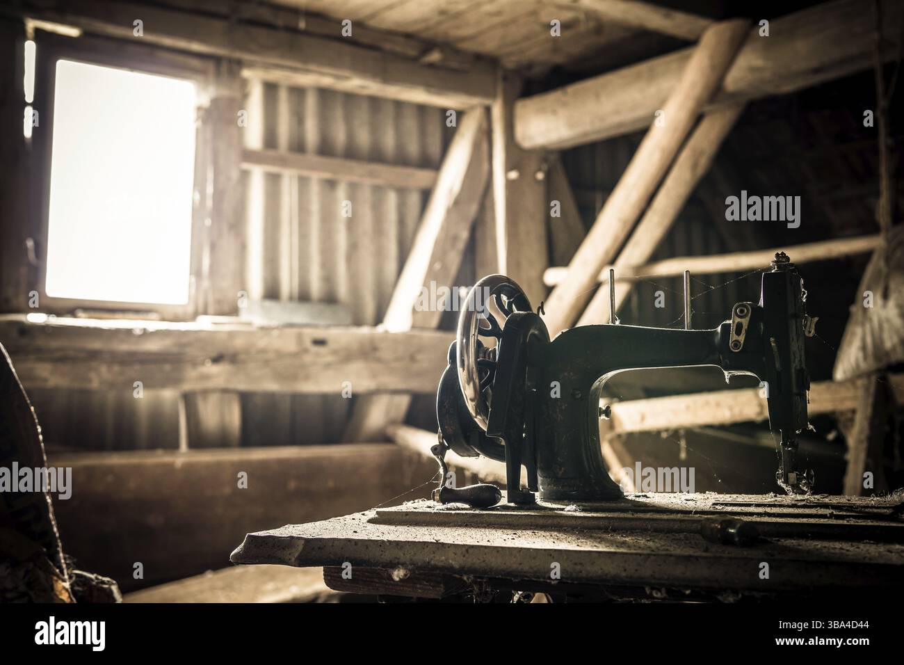 Urban exploring in an old abandoned farm house, a lost place with dirty ...