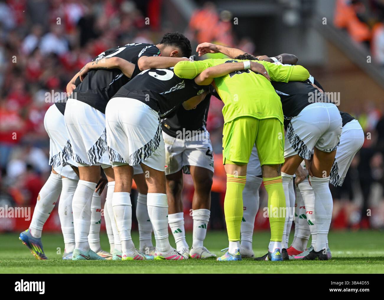 Liverpool, UK. 11th May, 2025. Arsenal have a team huddle during the ...