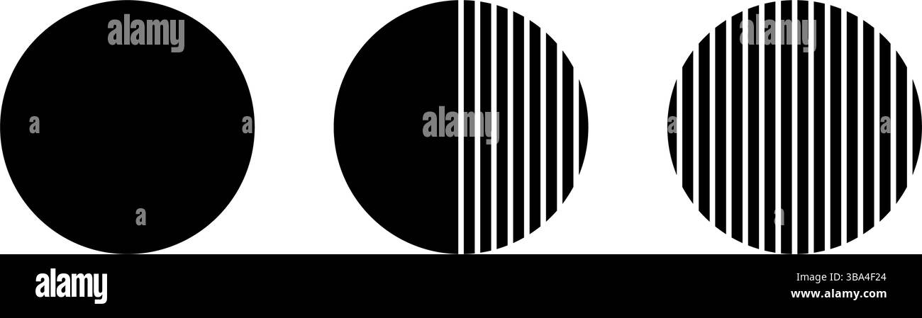 Black whole, half-streaked and striped circles. Stripey sun shapes ...