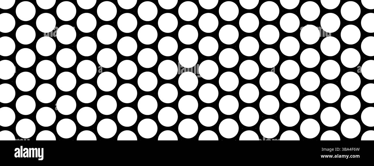 Repeated round dots. White circles on black background. Perforated ...