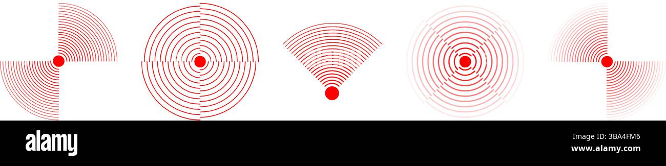 Pain localization icons. Red concentric circles. Sore or inflammation ...