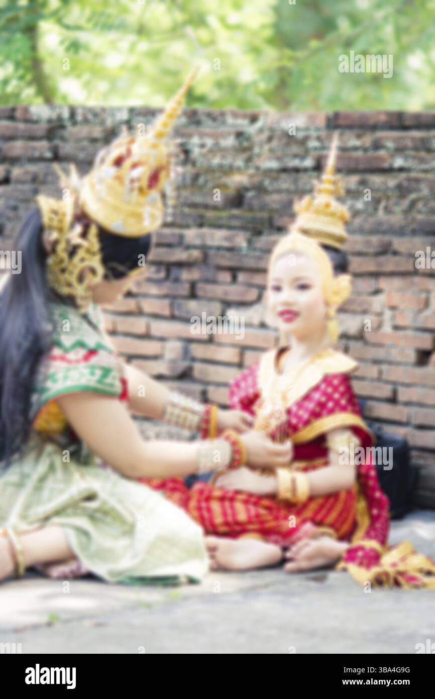Asian woman wearing typical, traditional Thai Dress. It is literally ...