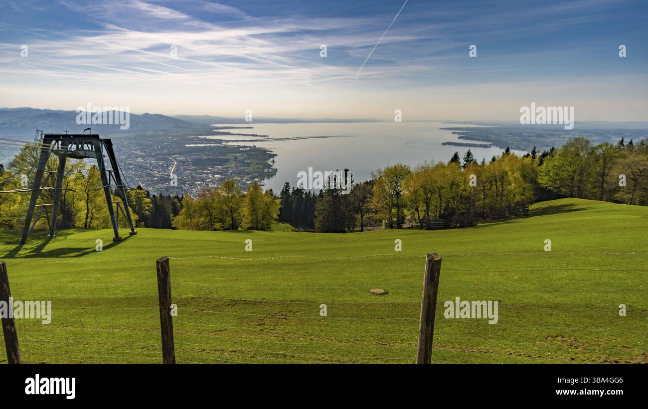 Wonderful hike to the viewpoint on the Pfaender on Lake Constance Stock ...