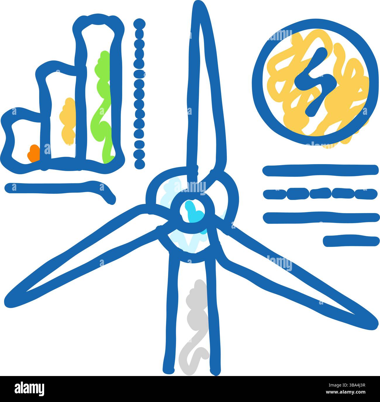 energy efficiency wind turbine icon doodle illustration Stock Vector ...