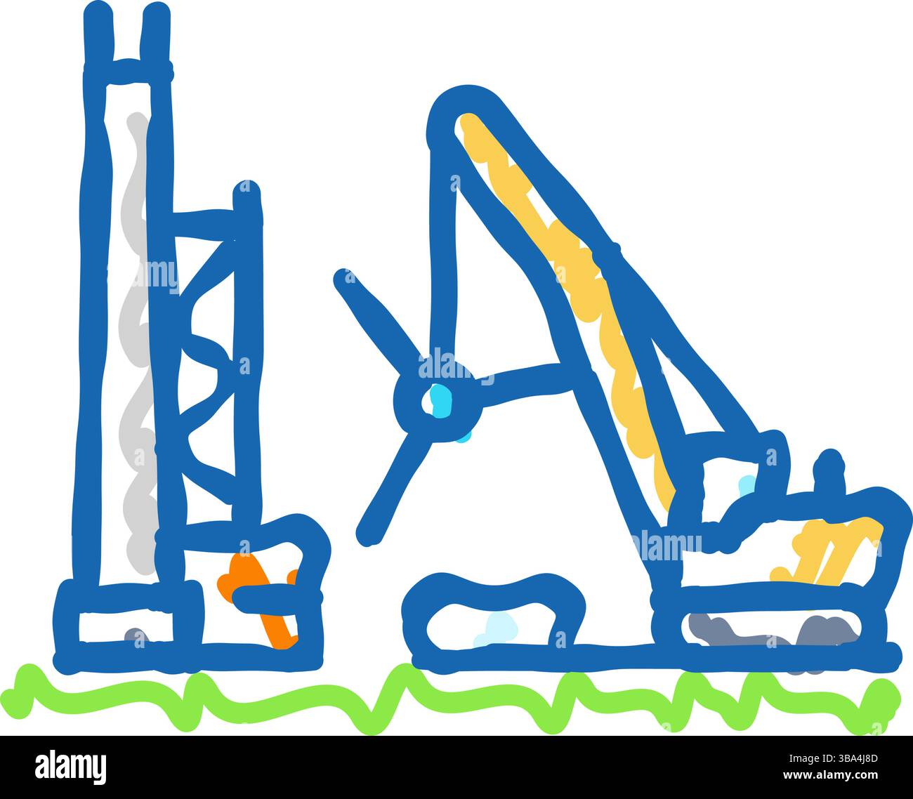 turbine construction wind icon doodle illustration Stock Vector Image ...