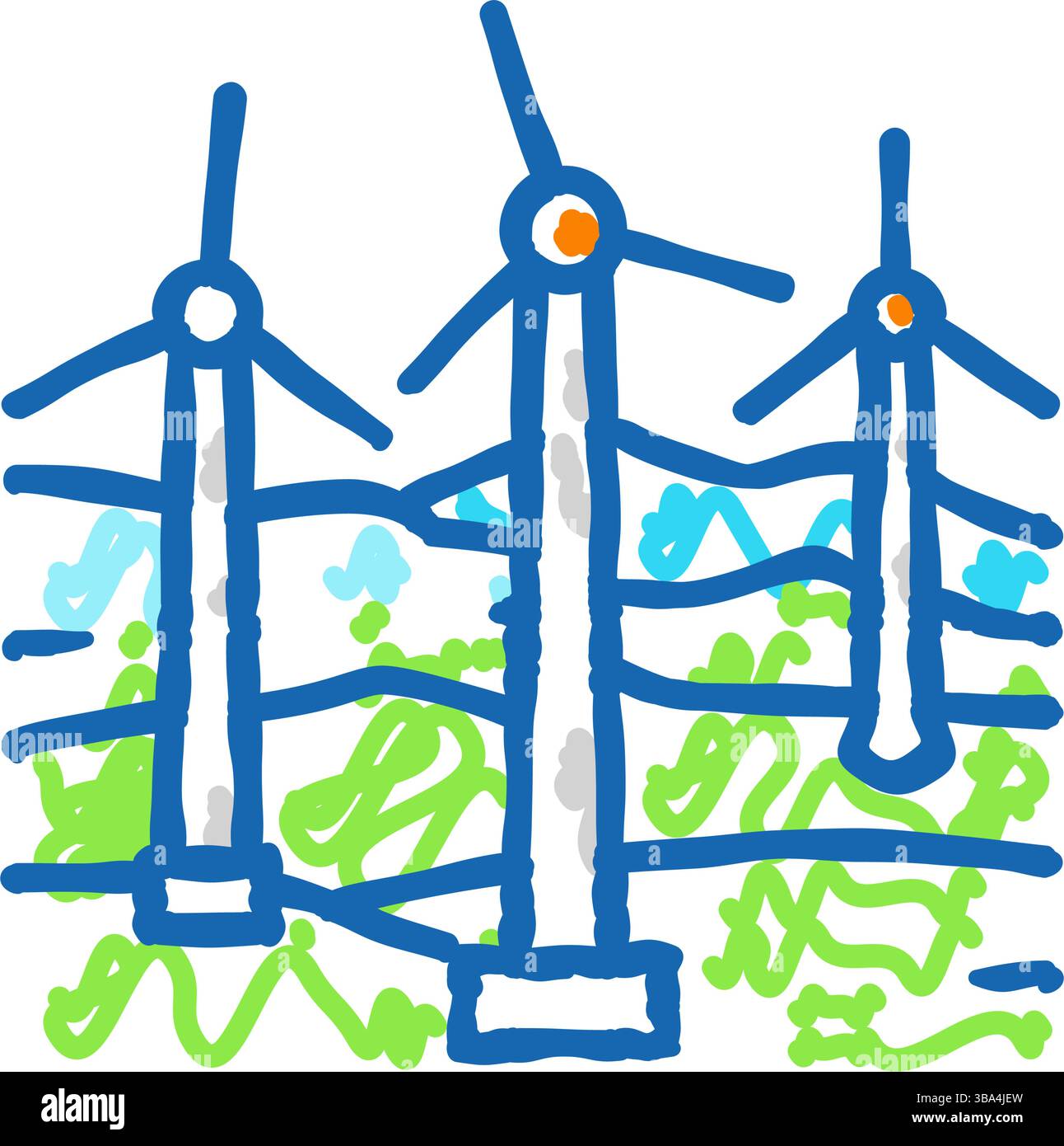 floating wind turbine icon doodle illustration Stock Vector Image & Art ...