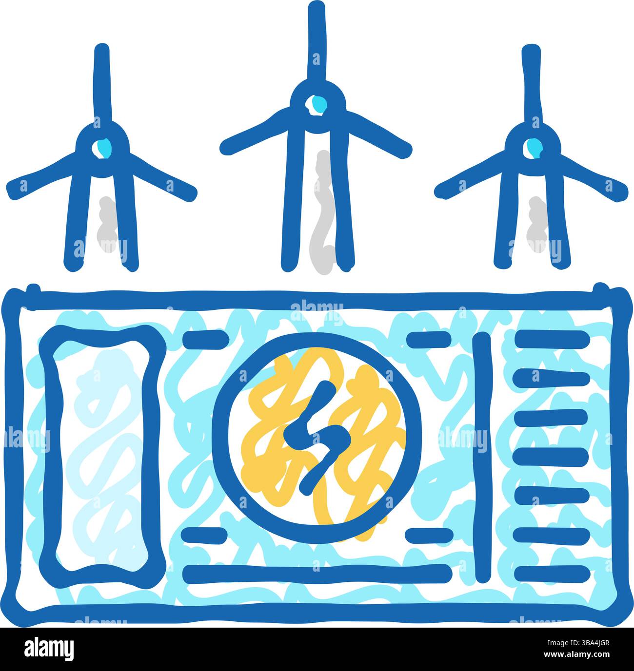 farm aerial view wind turbine icon doodle illustration Stock Vector ...