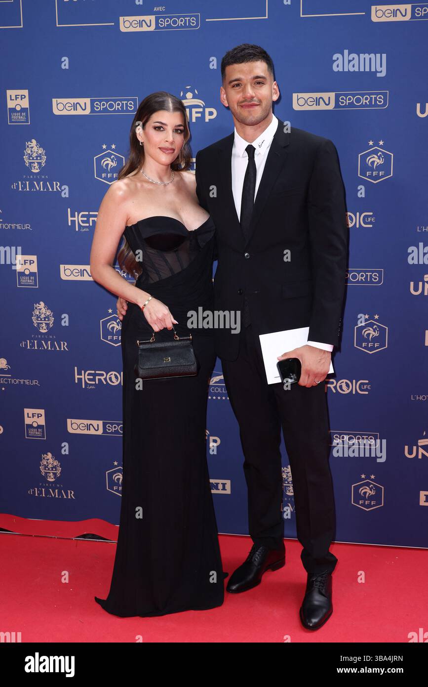 Paris, France on May 11, 2025. Geronimo Rulli and his wife attending the 33th ceremony UNFP ...