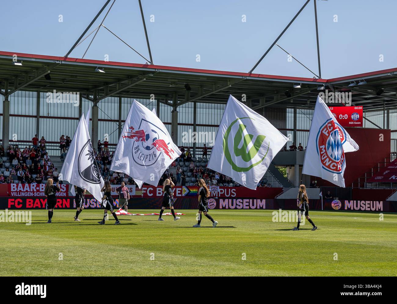 Muenchen, Deutschland. 11th May, 2025. Fahnen mit Logos der ...