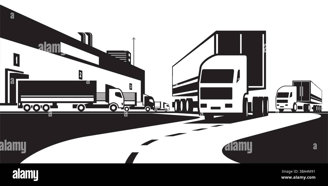 Truck carrying goods from warehouse - vector illustration Stock Vector ...