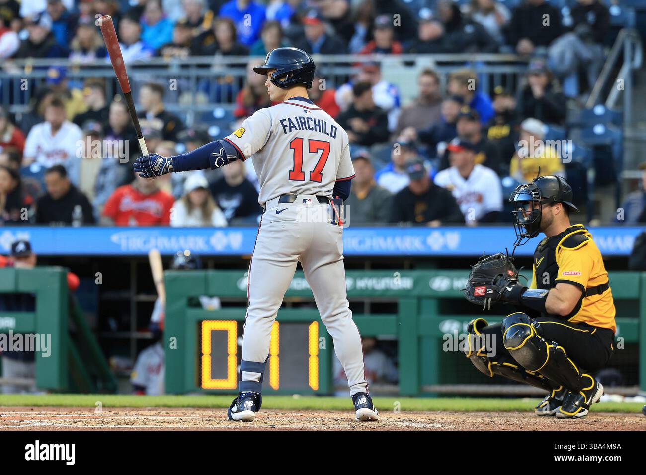 PITTSBURGH, PA - MAY 09: Stuart Fairchild #17 of the Atlanta Braves ...