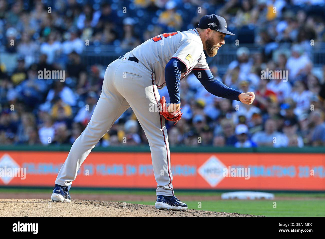 PITTSBURGH, PA - MAY 10: Dylan Lee #52 of the Atlanta Braves prepares ...