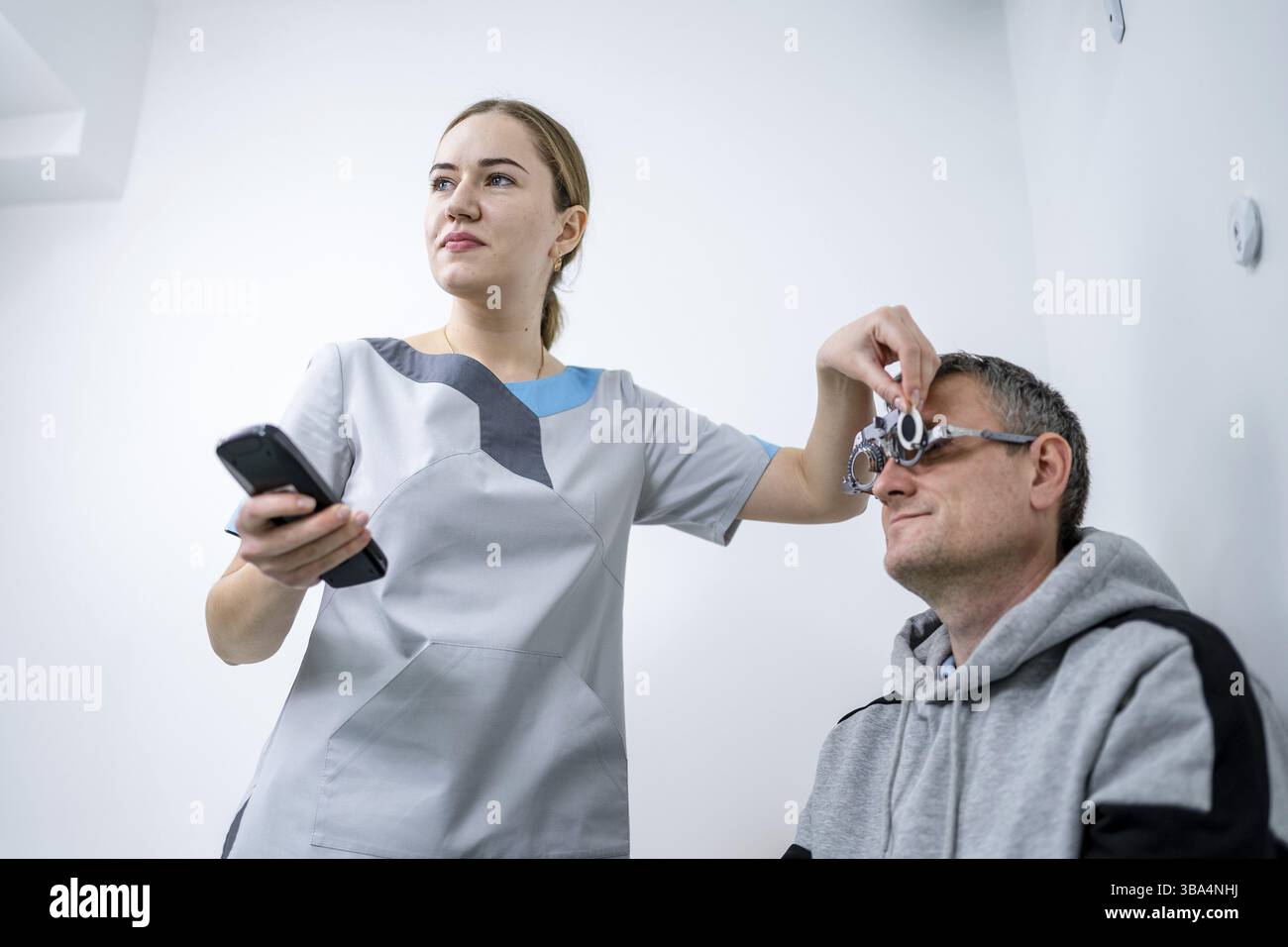 Vision correction. Selection of eyeglasses. Professional trial frames ...