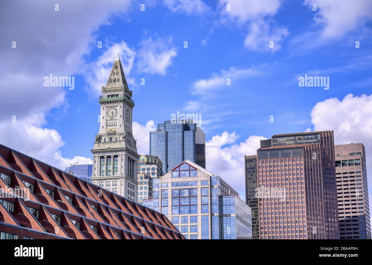 The Custom House Tower along the Boston, Massachusetts skyline on a ...
