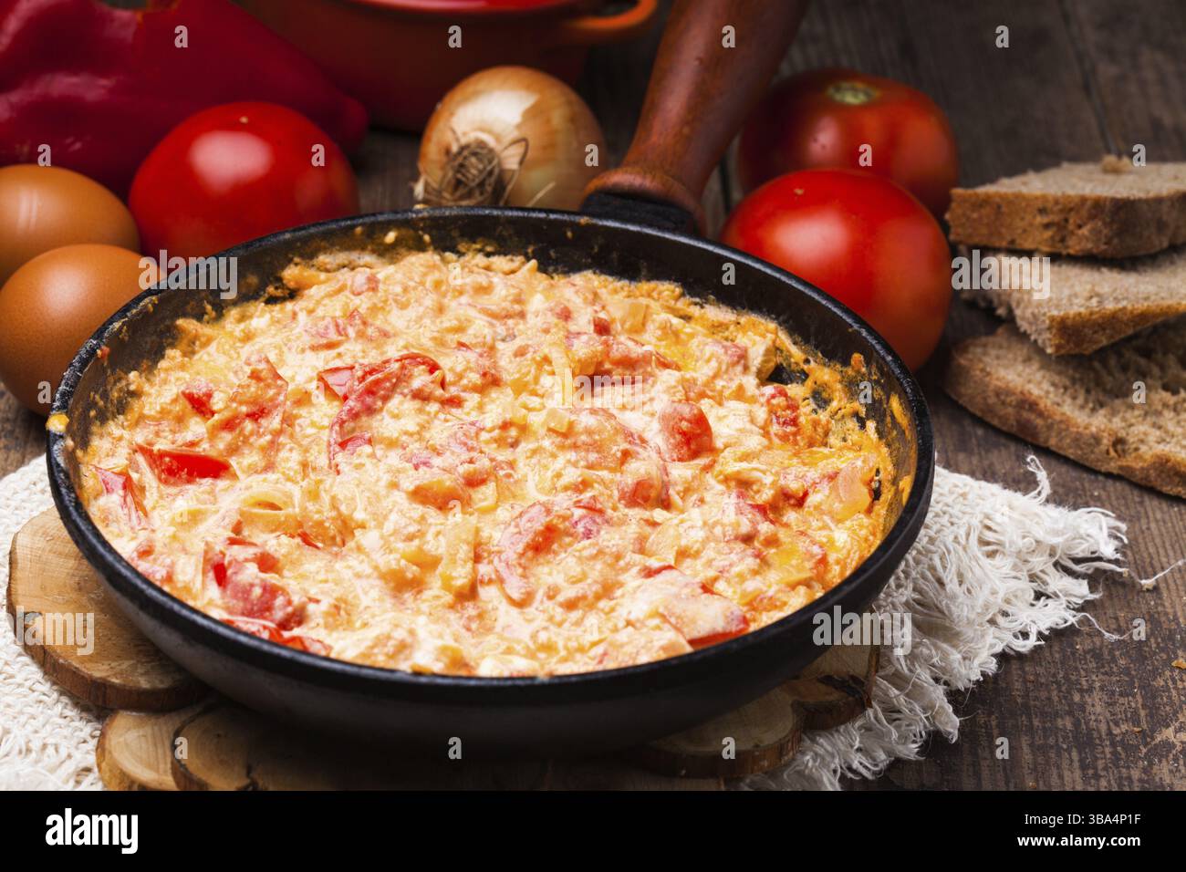 Hungarian cuisine - letcho ingredients and dish close up Stock Photo ...