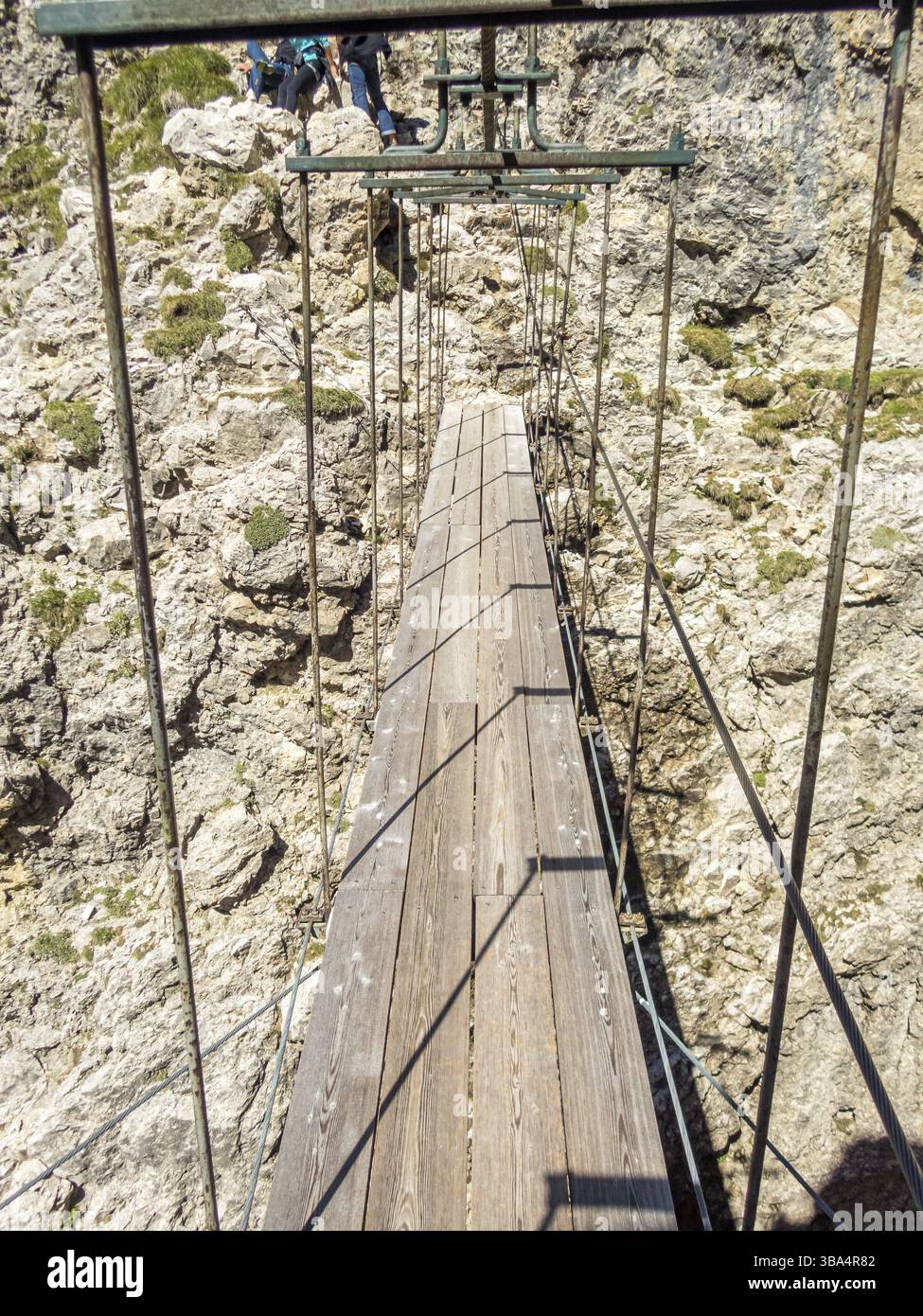 Climbing on the Pisciadu via ferrata of the Sella group in the ...