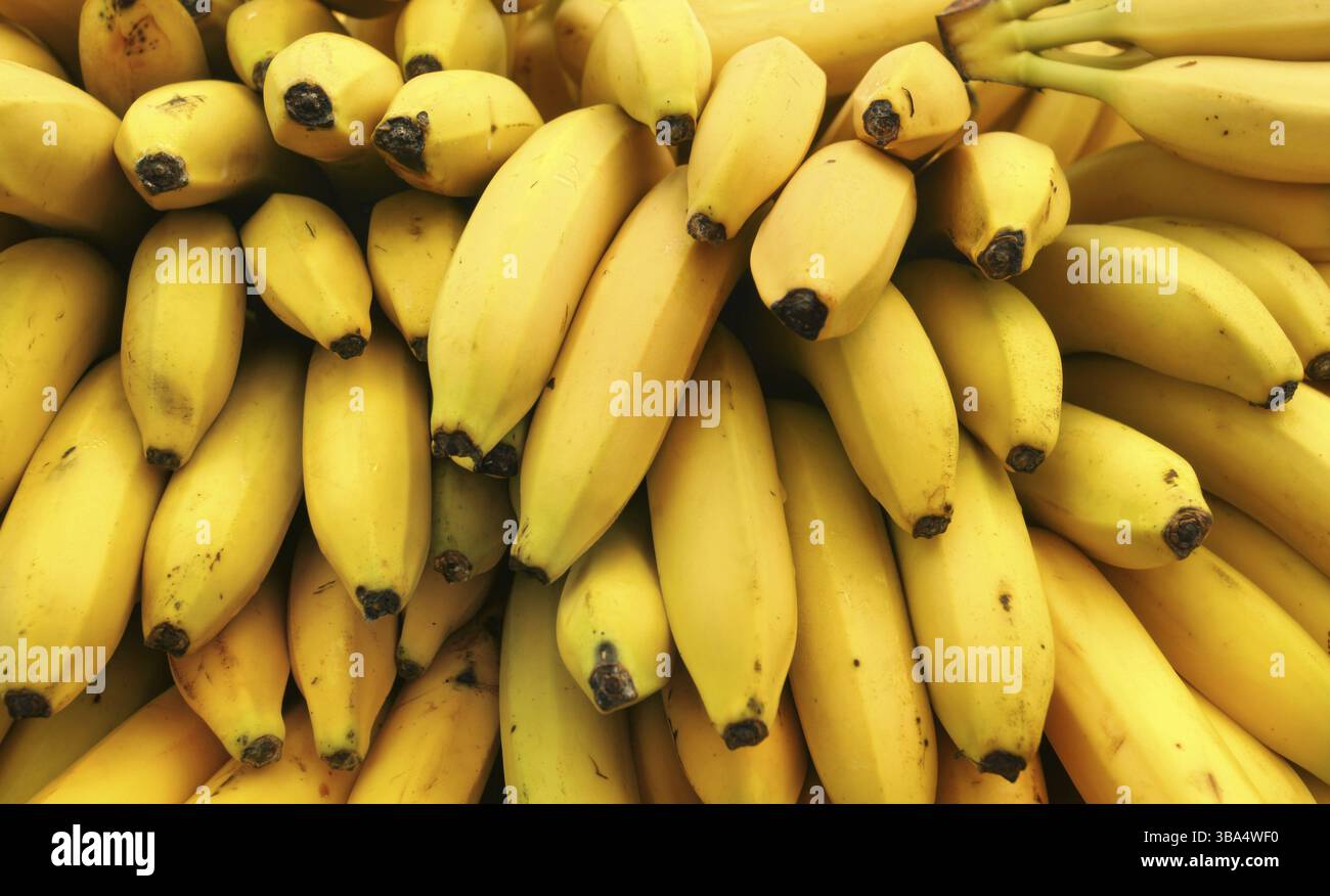 Bananas displayed on food market, Kyrenia, Cyprus, Europe Stock Photo ...