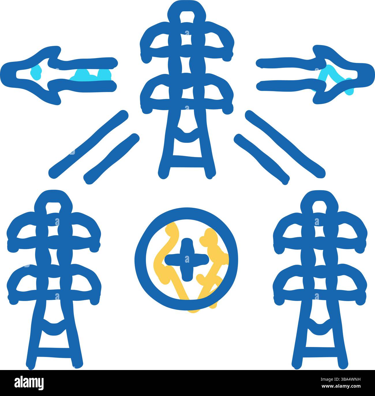 expansion electric grid icon doodle illustration Stock Vector Image ...